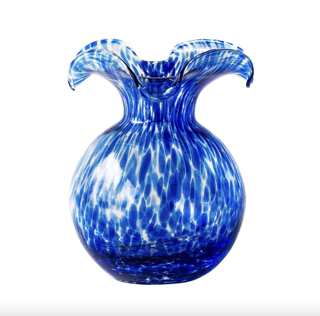 Hibiscus Glass Cobalt Tortoiseshell Small Fluted Vase – Hiles Two
