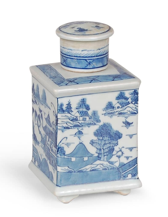Blue & White Square Tea Jar – Hiles Two