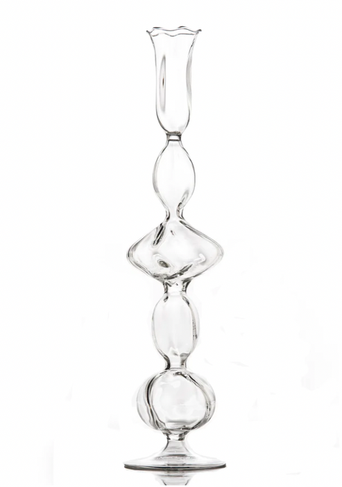 Clear Glass Candlestick with Flat Ball – Hiles Two